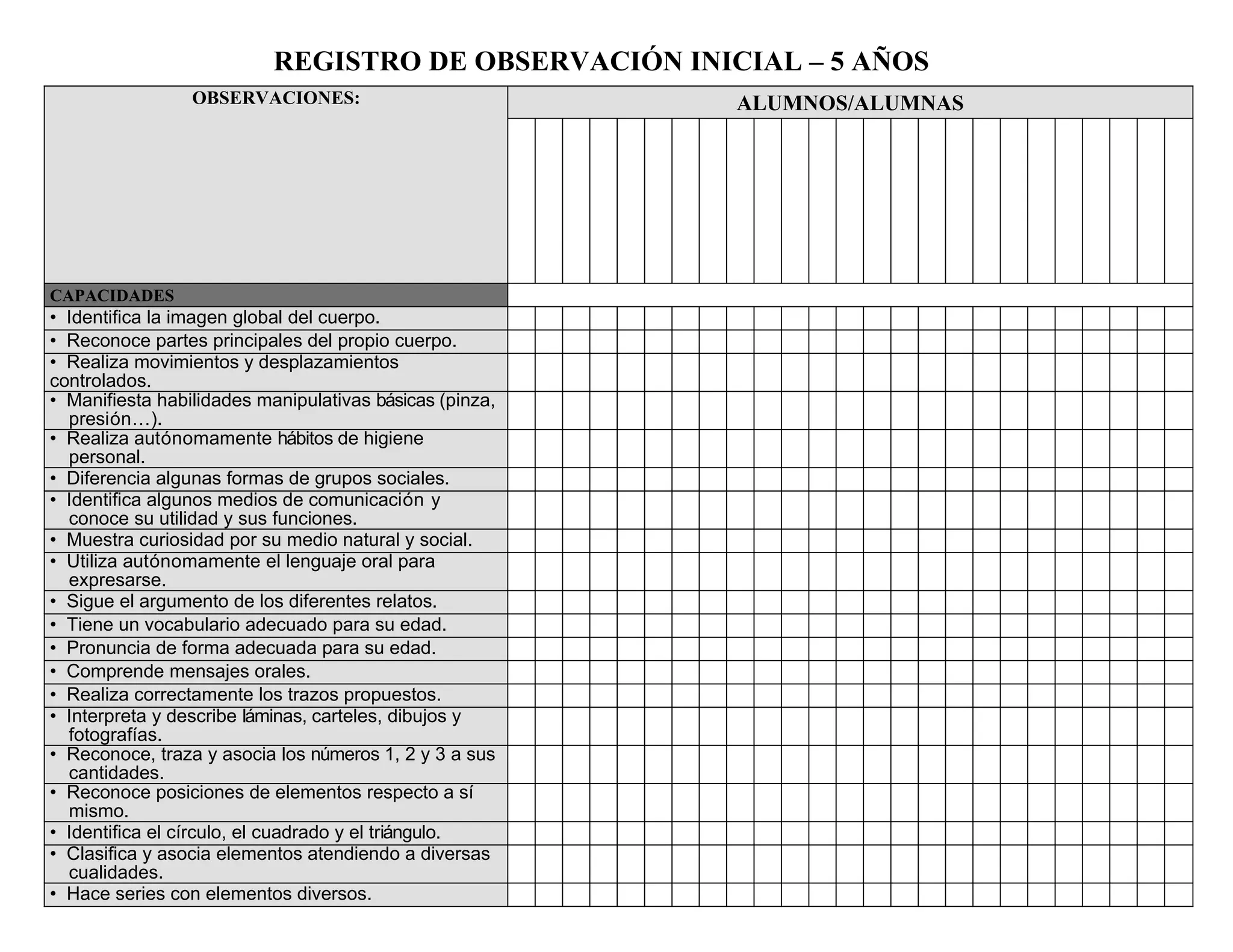 Fichas De EvaluacióN 5 AñOs | DOC