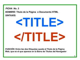 Fichas de html 2014 | PPTX