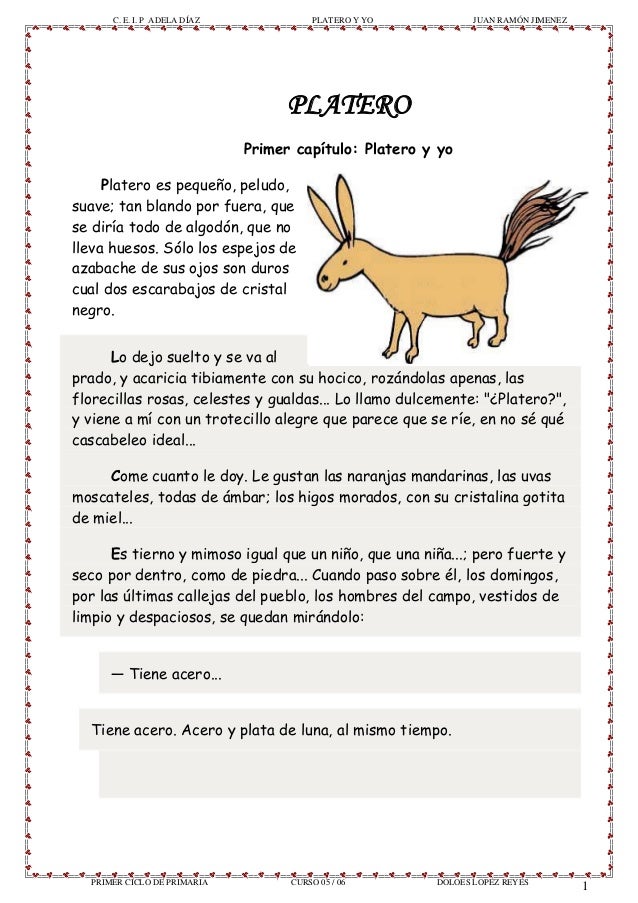 Fichas de lectura platero y yo