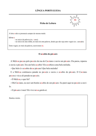 Fichas de Leitura casos de leitura.doc | Birdwatching | Hobbies & Interests