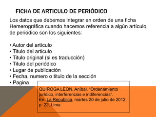 Fichas hemerograficas | PPTX
