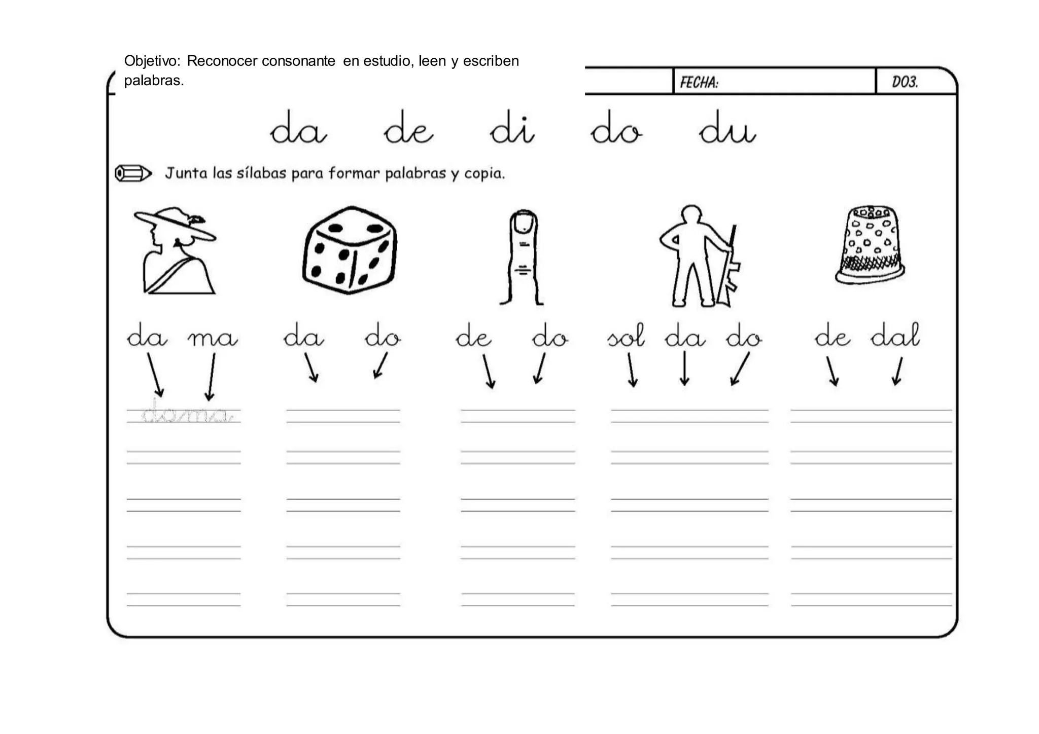 Fichas letra d | DOCX | Education