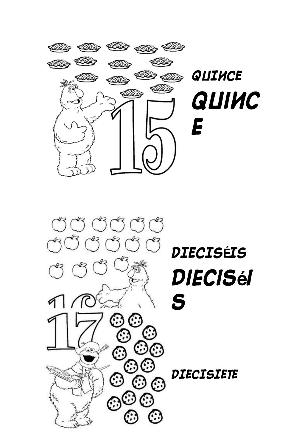 Números del 11 al 20 para colorear