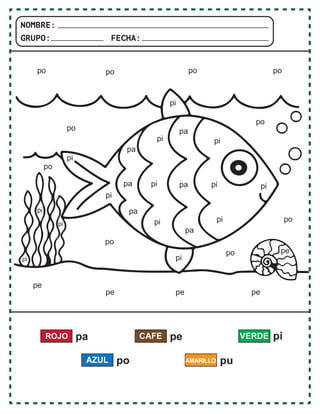 Fichas silabas para colorear | PDF