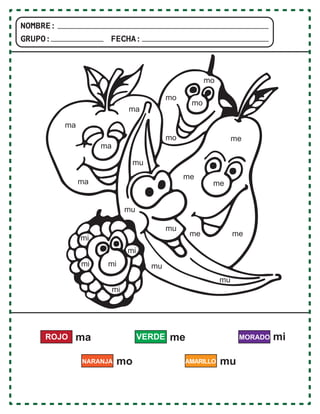 Fichas silabas para colorear | PDF