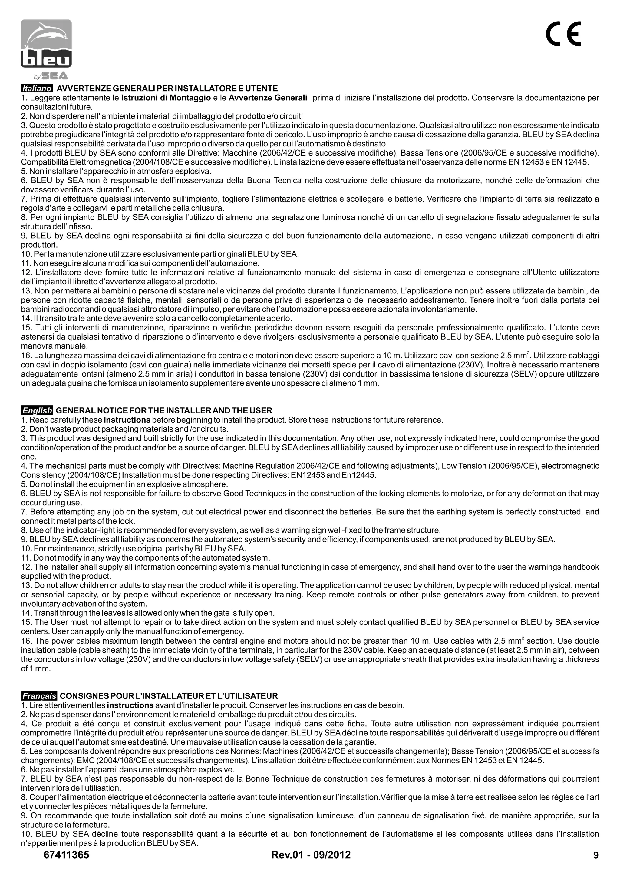 Ficha técnica BLEU B600 by SEA | PDF