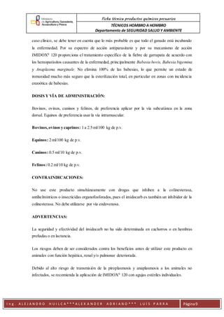 Ficha técnica productos quimicos pecuarios | DOCX