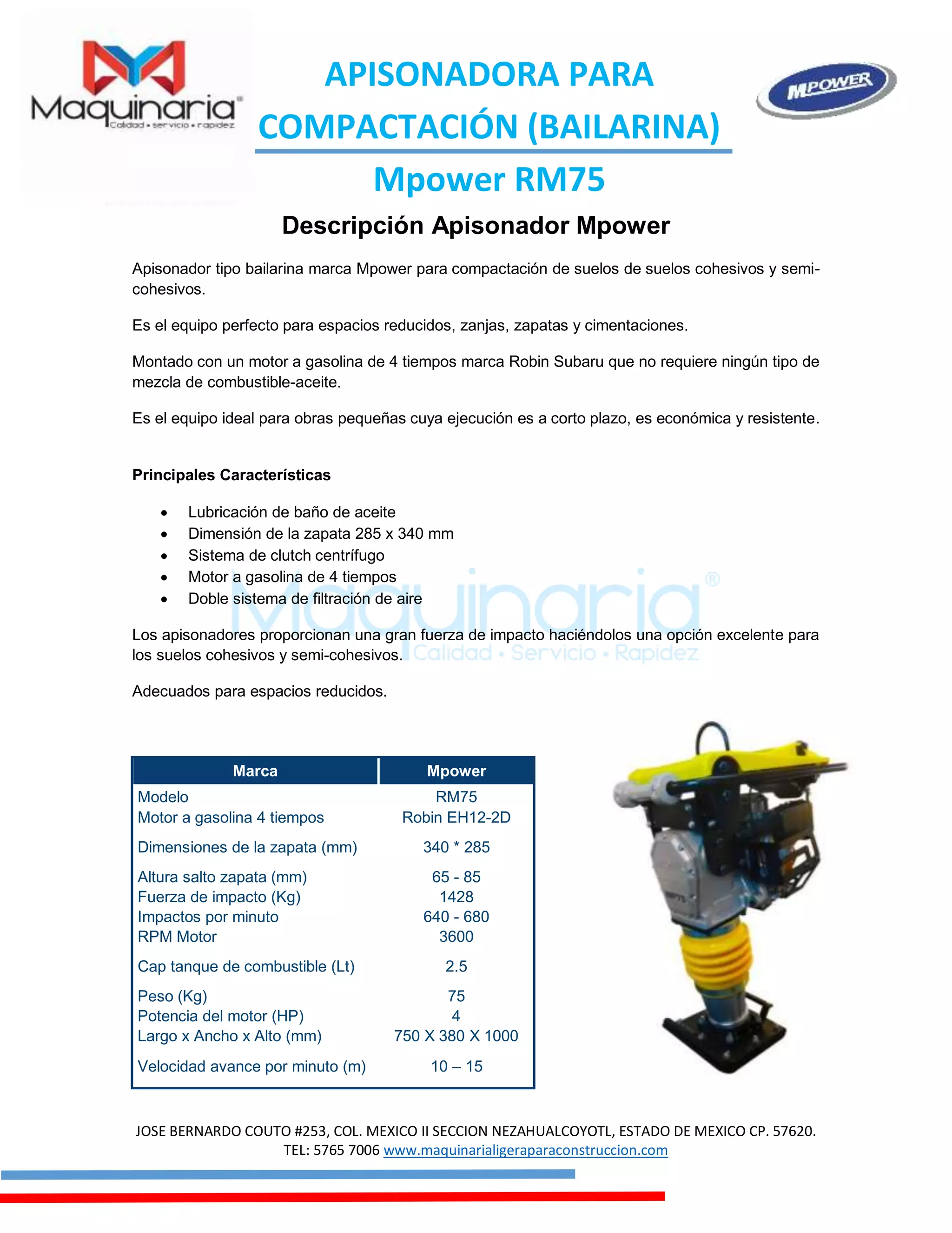 Bailarina o Apisonador Mpower rm75 | PDF