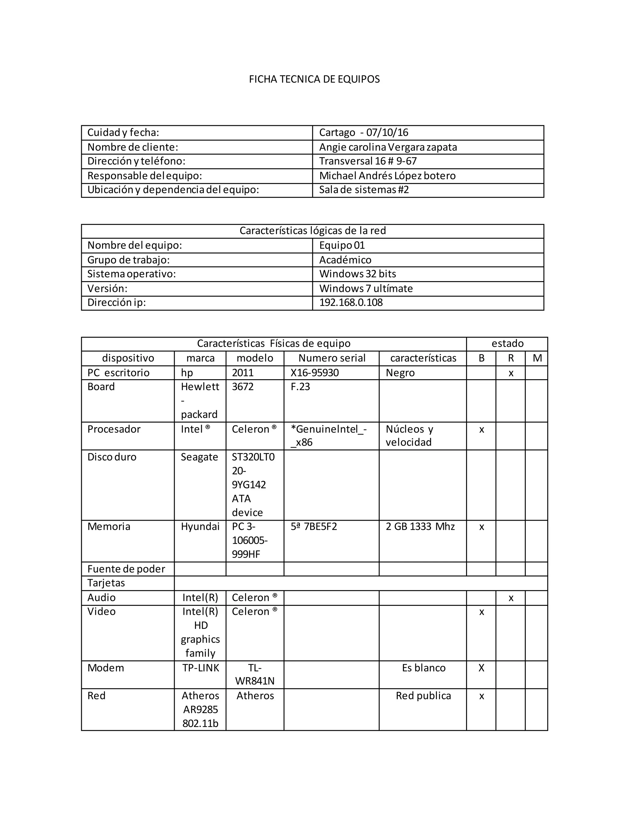 Ficha tecnica de equipos (2) | DOCX