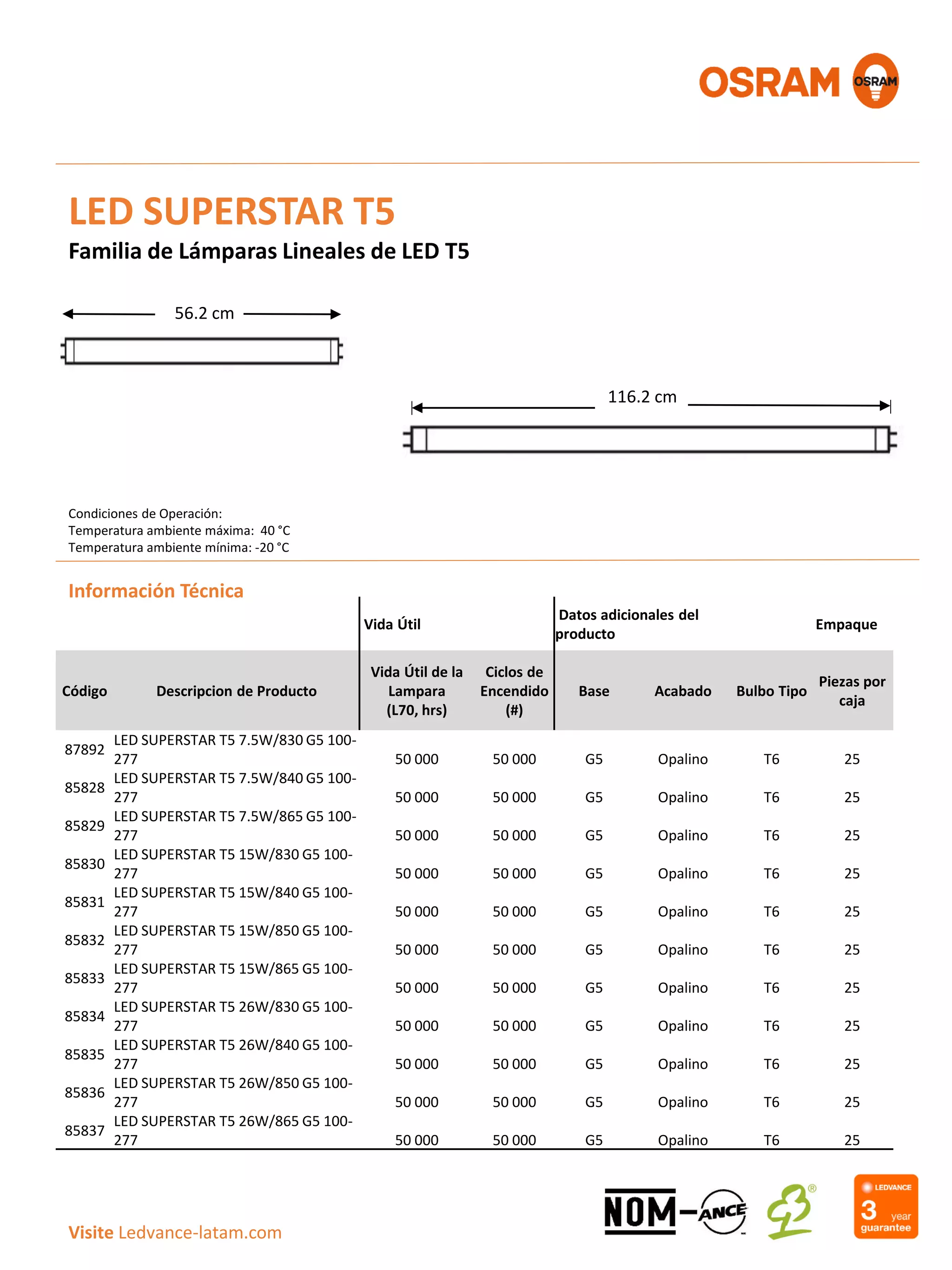 Ficha tecnica led tube t5 osram | PDF