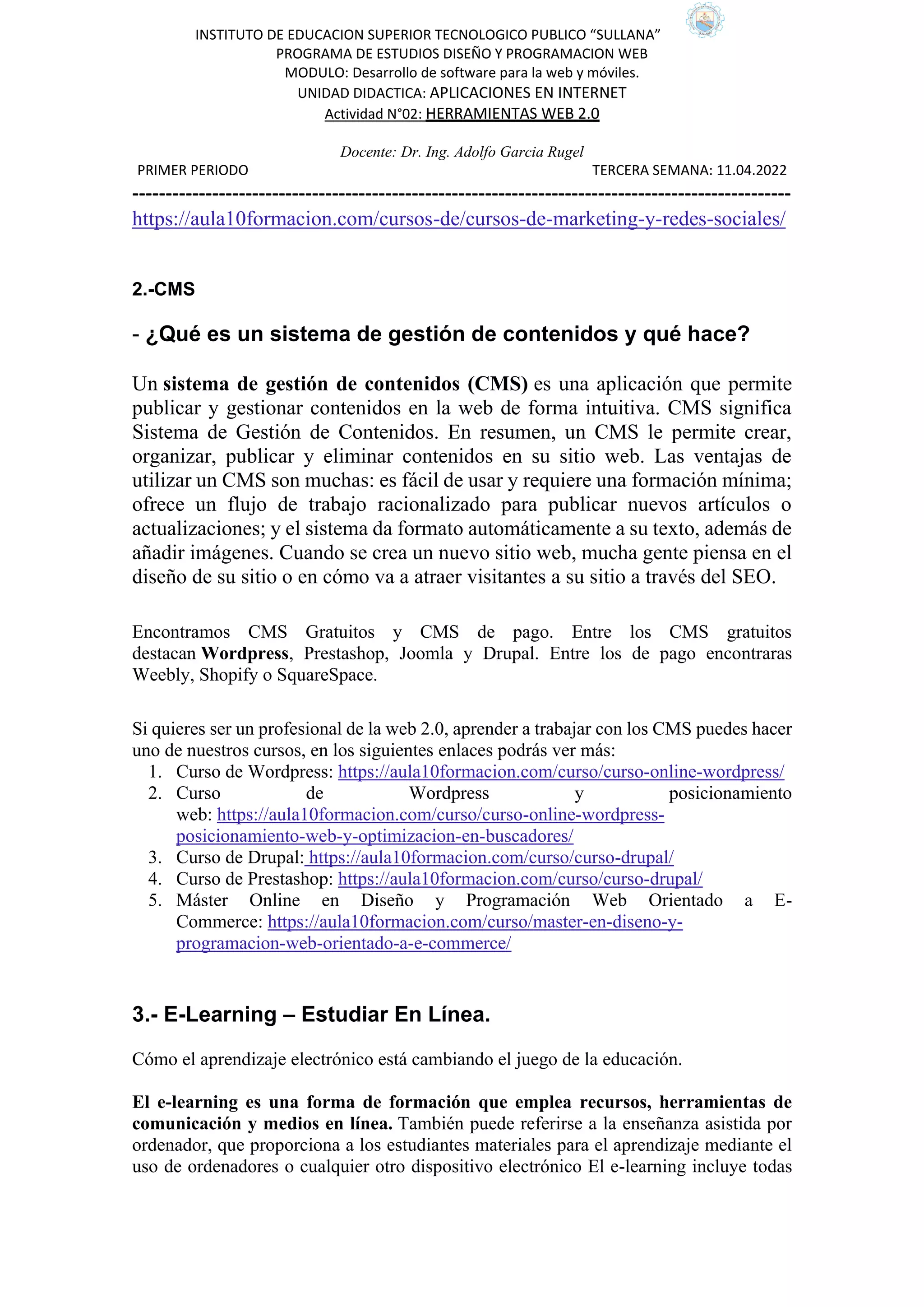 FICHA TECNICA N° 03 HERRAMIENTAS WEB 2.0 (1).pdf | Social Networking | Internet