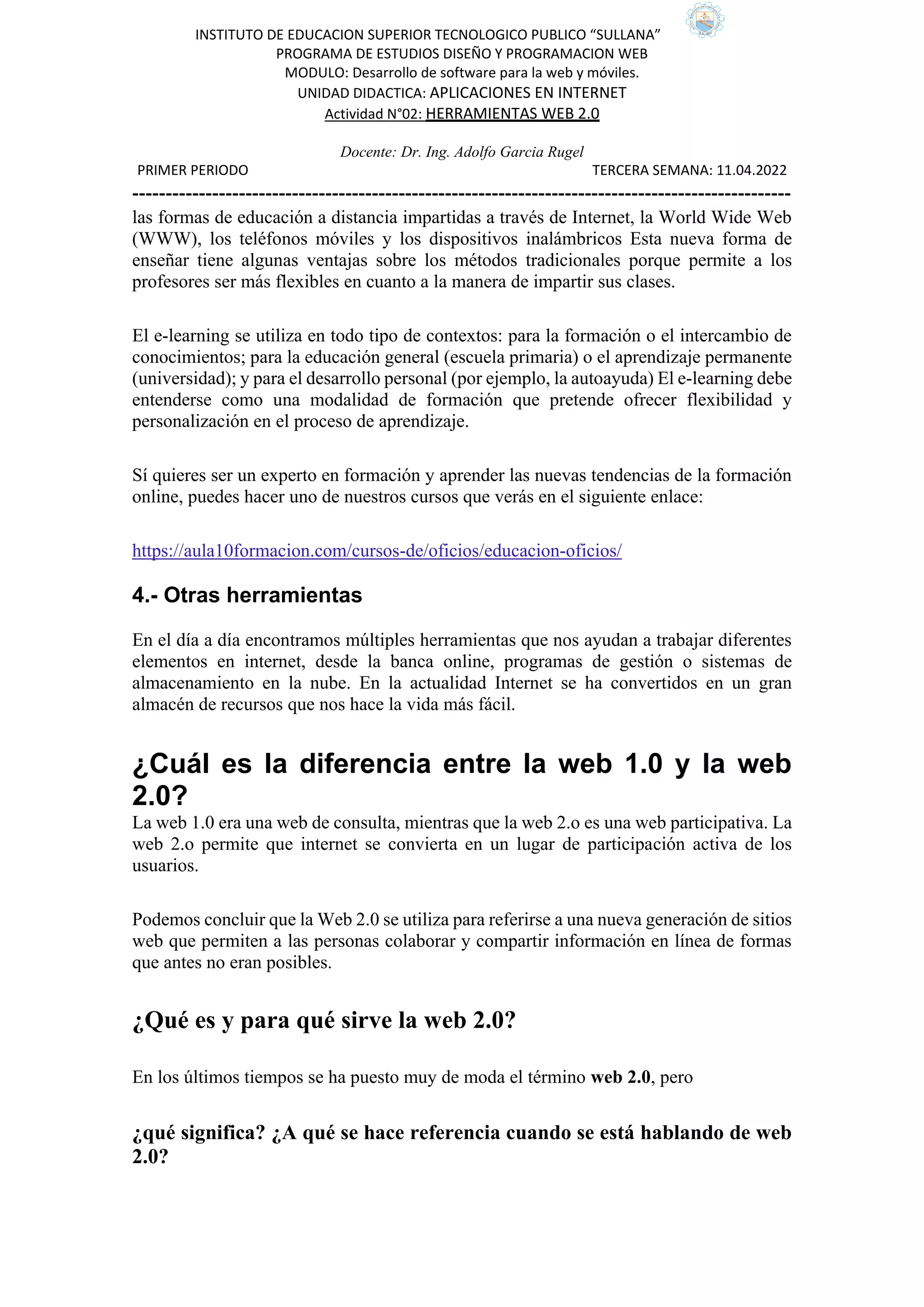 FICHA TECNICA N° 03 HERRAMIENTAS WEB 2.0 (1).pdf | Social Networking | Internet