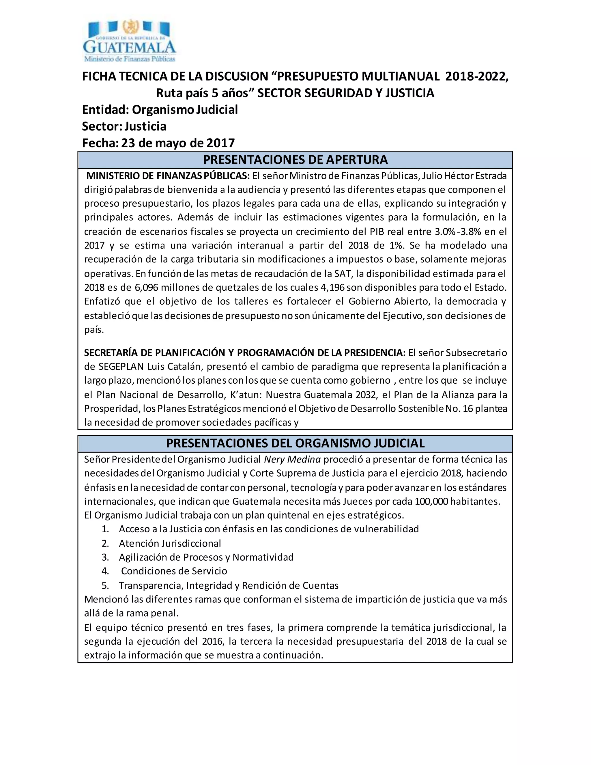 Presupuesto Abierto 2018 - ORGANISMO-JUDICIAL - Ficha técnica | DOCX