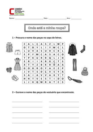 Ficha trabalho onde está a minha roupa | PDF