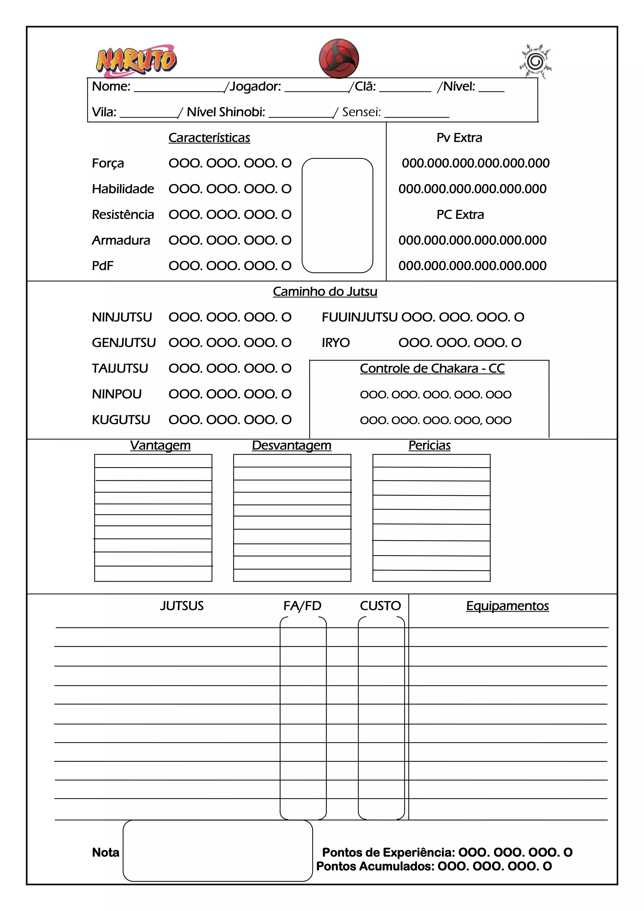 Ficha ultimate naruto 3 d&t | PDF