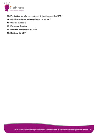 Curso online de valoracion y cuidados de enfermeria en el deterioro de la integridad cutanea ...