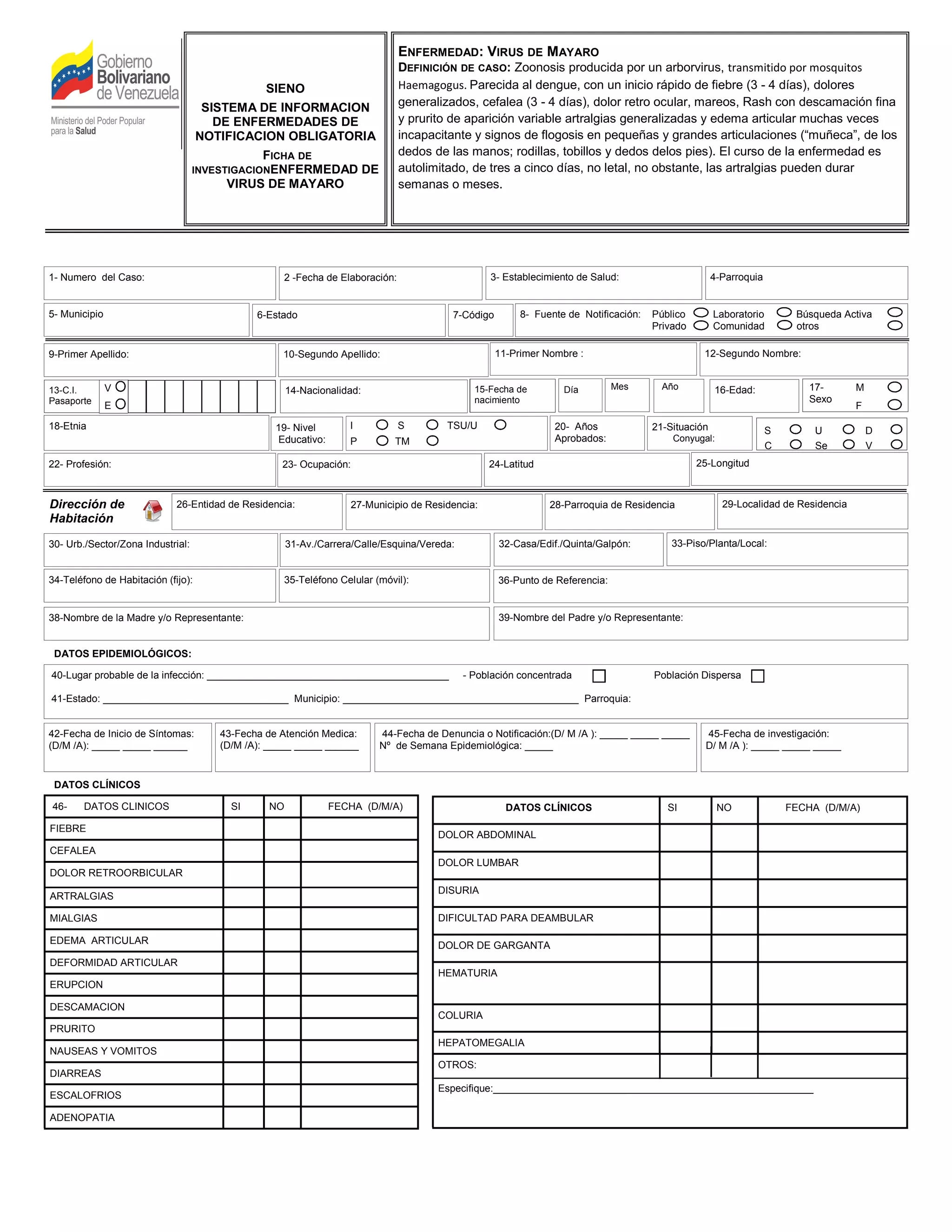 Ficha virusdemayaro | PDF