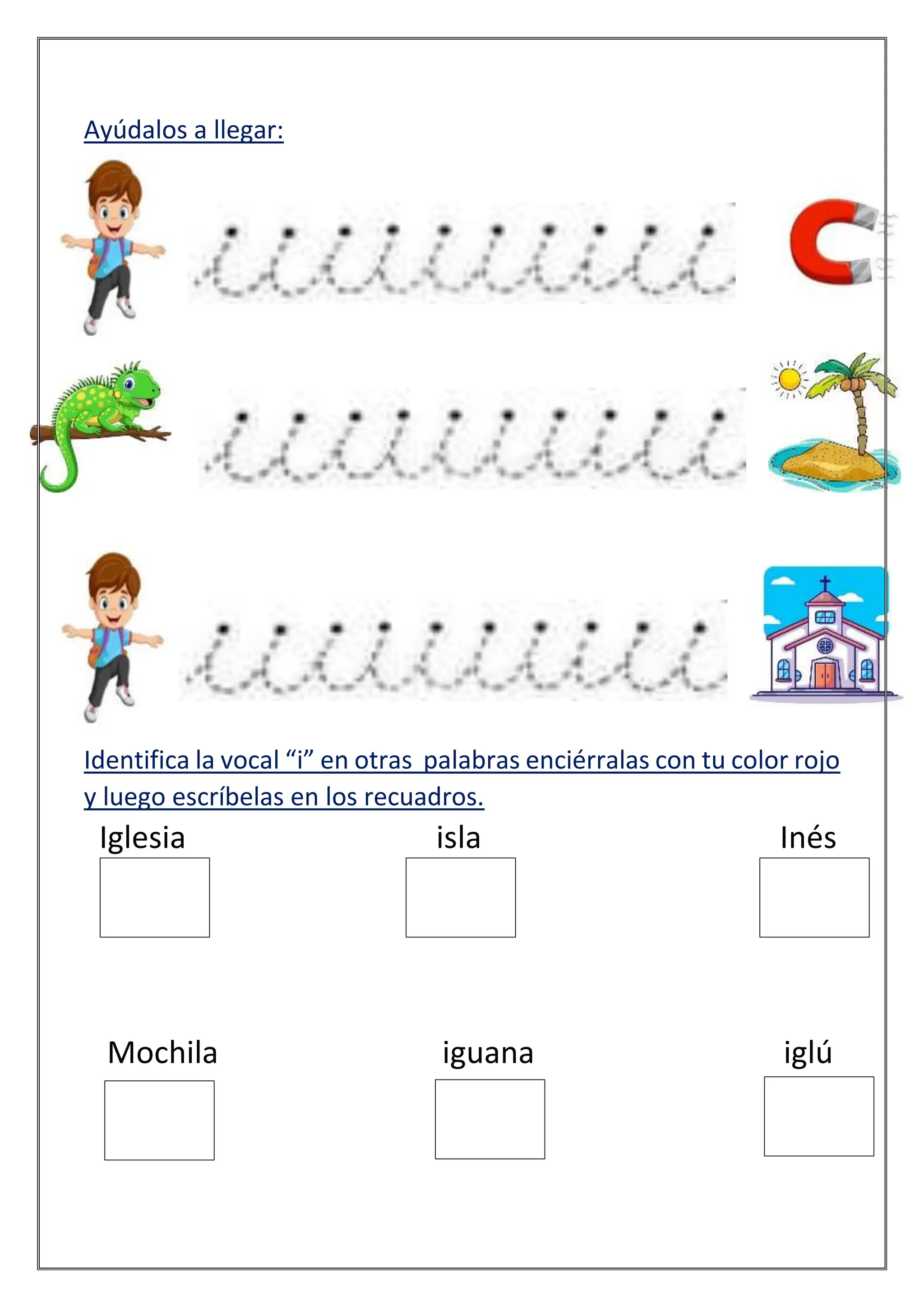Fichas de trabajo para la enseñanza de la vocal i | DOCX