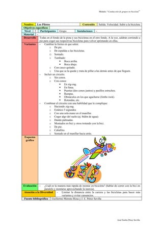 Fichero actividades con bicicleta | DOC
