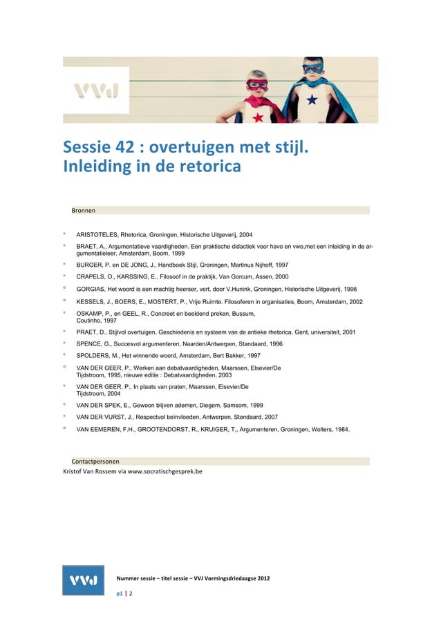 sessie 42 - fiche overtuigen met stijl: workshop retorica | DOC