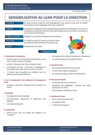 Lean Business France - Training Module descriptions | PDF