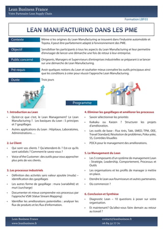 Lean Business France - Training Module descriptions | PDF