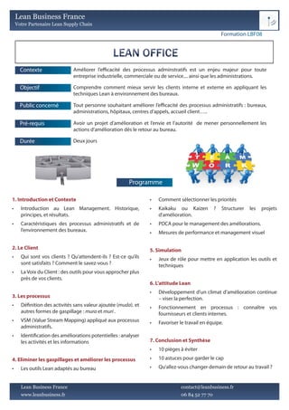 Lean Business France - Training Module descriptions | PDF