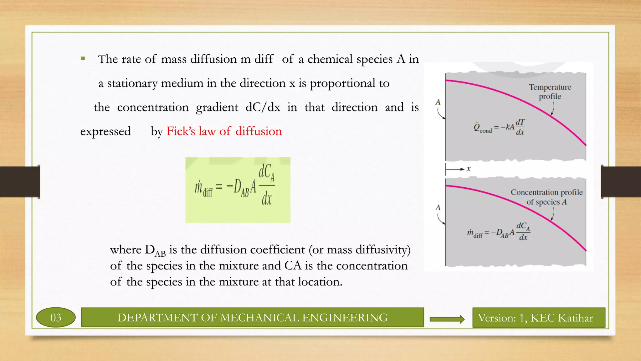 Mass transfer, Topic : Ficks law of diffusion | PDF