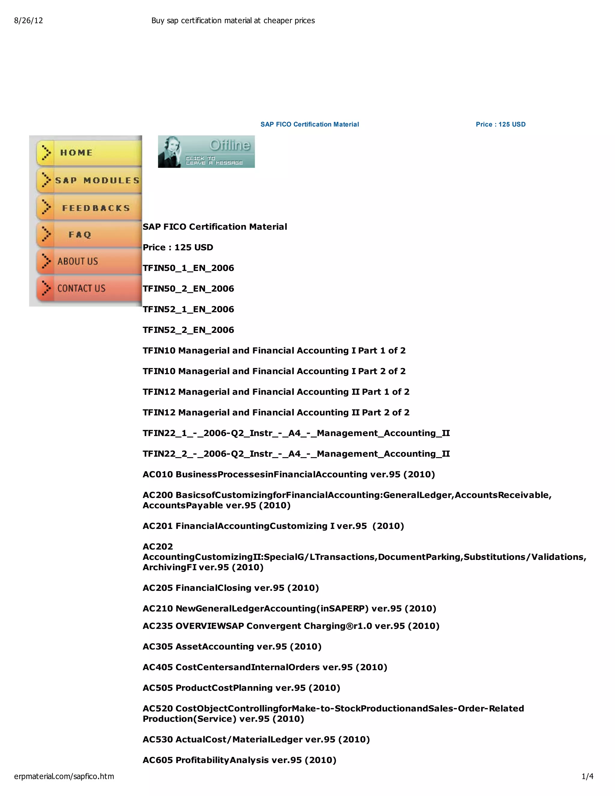 SAP FICO Certification Material | PDF