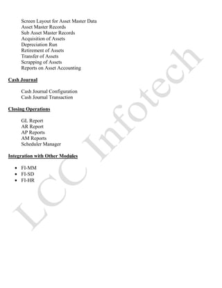 SAP FICO from LCC Infotech, Hyderabad | PDF