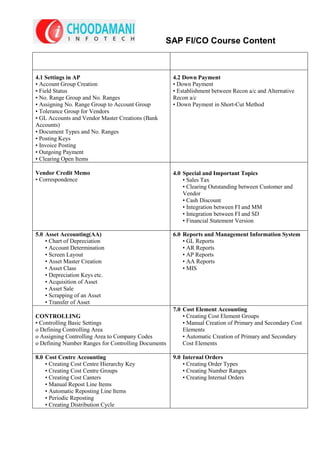 SAP FI/CO Course Content | PDF