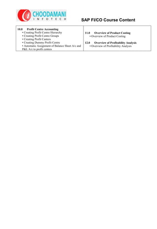 SAP FI/CO Course Content | PDF