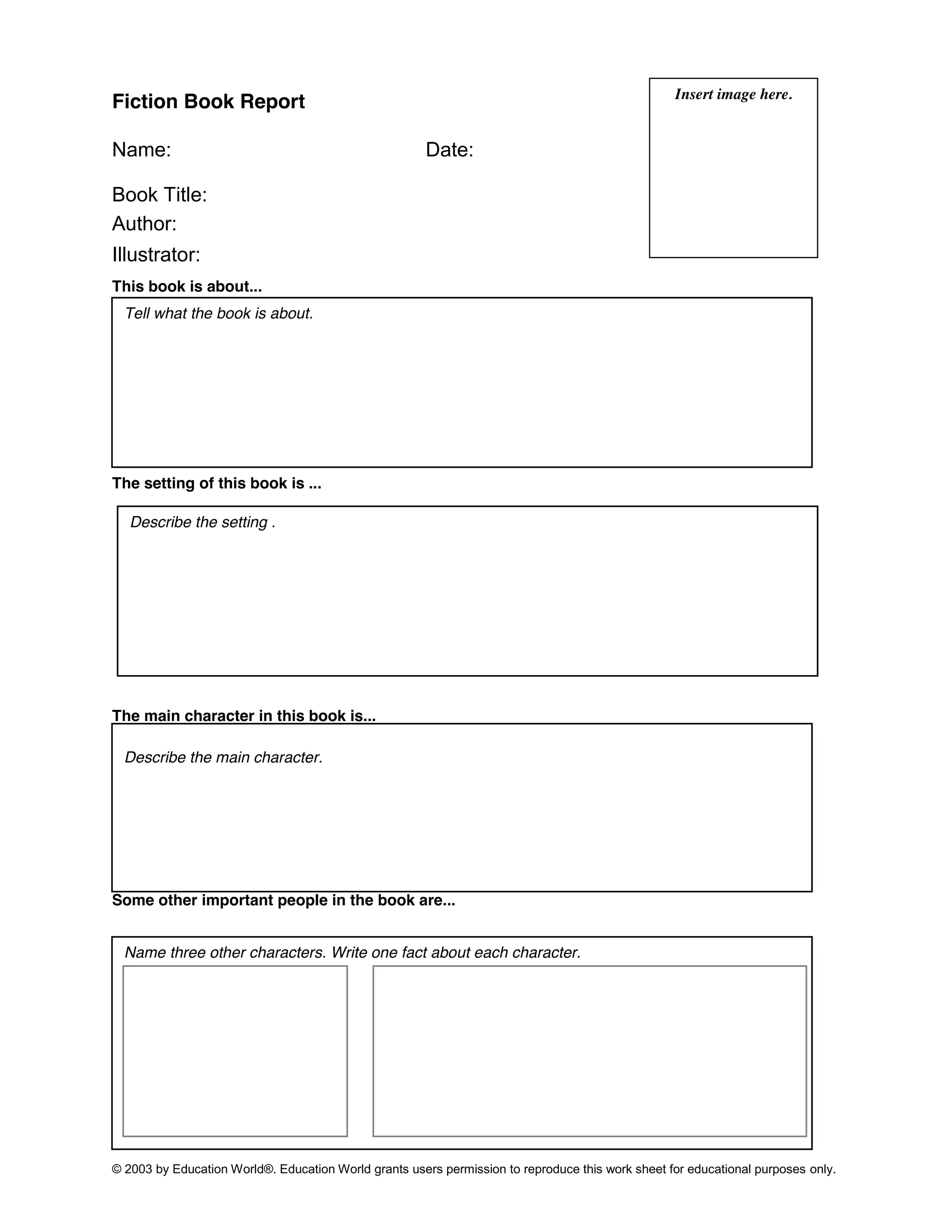 Fiction book report template | PDF