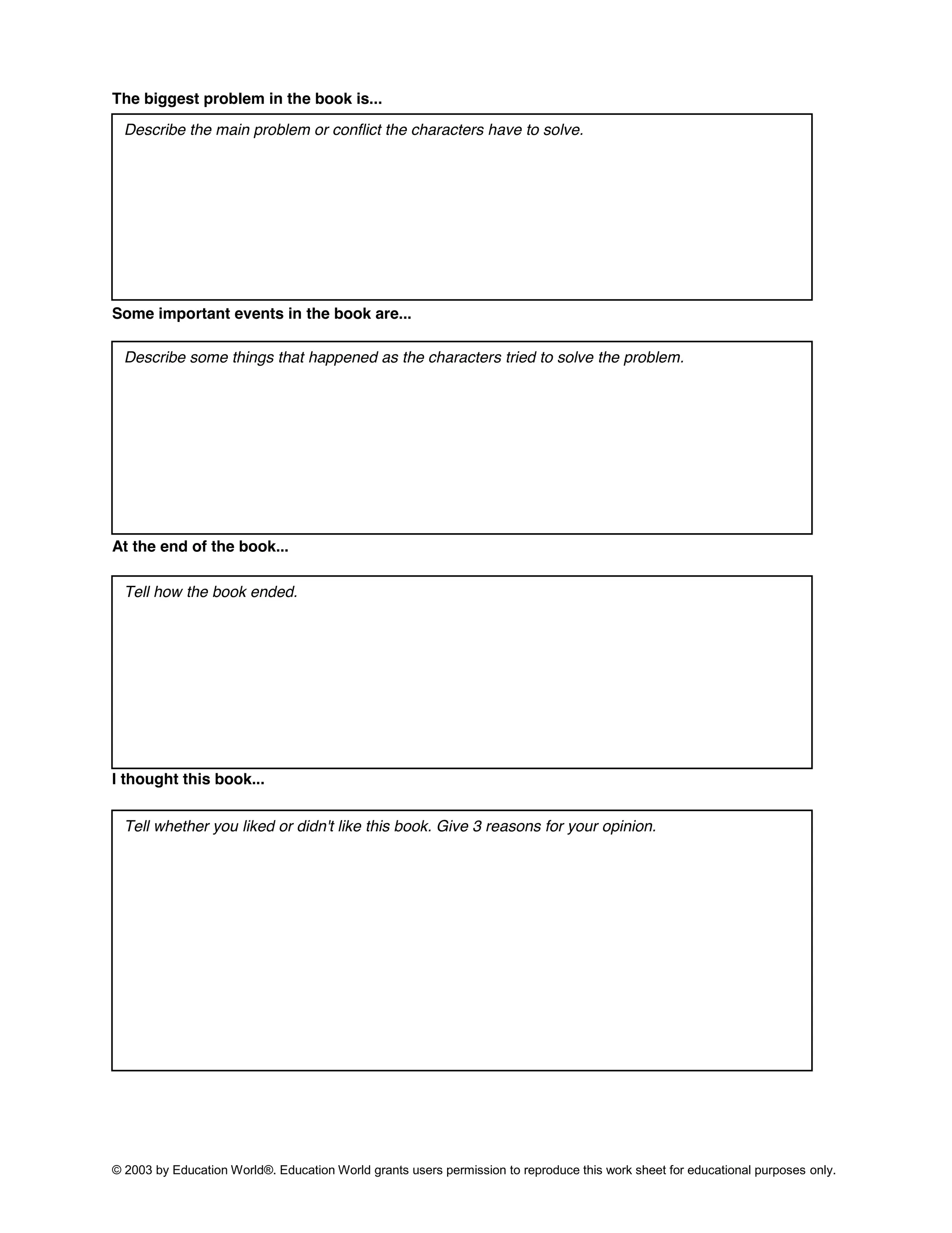 Fiction book report template | PDF