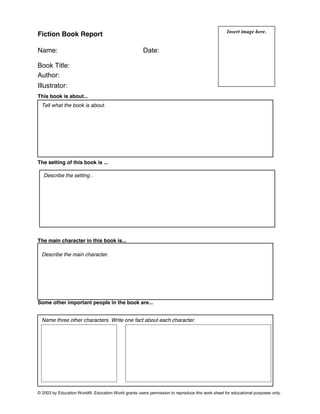 Fiction book report template | PDF