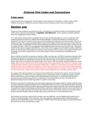 Fictional film codes and conventions | DOCX | True Crime | Genres