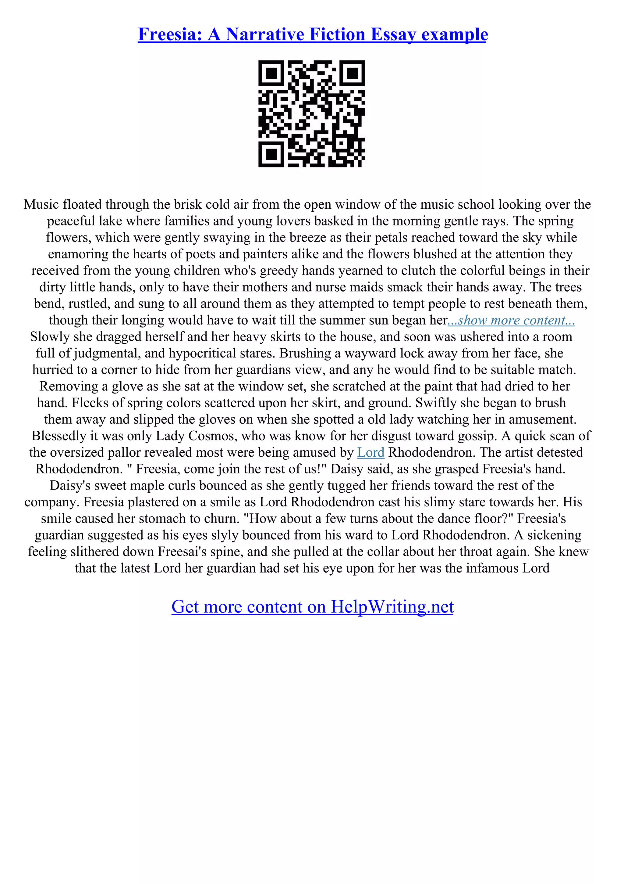 Fictional Narrative Essay Examples | PDF