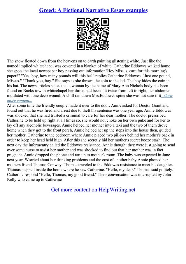 Fictional Narrative Essay Examples | PDF