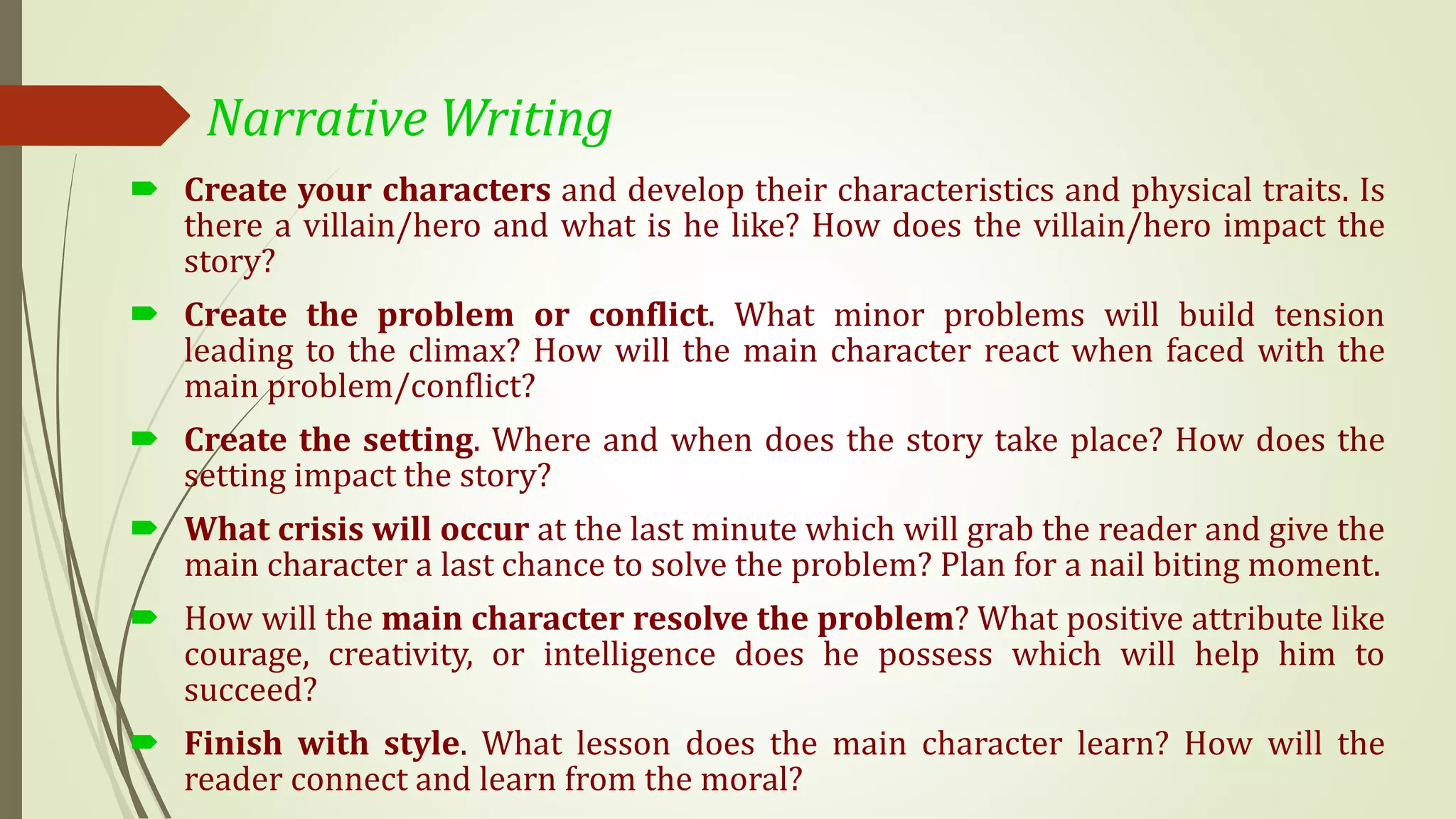 Fictional Narrative Writing | PPTX