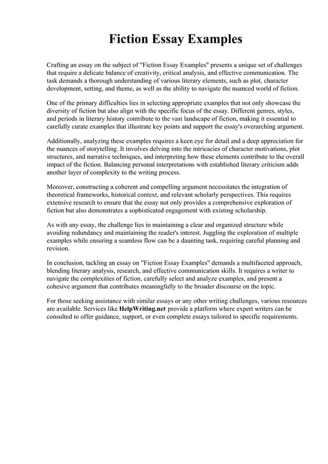 Fiction Essay Examples.pdf | Fiction | Books and Literature