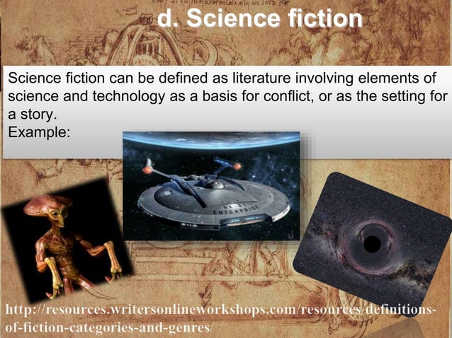 Definition, elements, genres, and types of fiction | PPTX | Genres