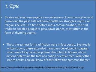 Definition, elements, genres, and types of fiction | PPTX