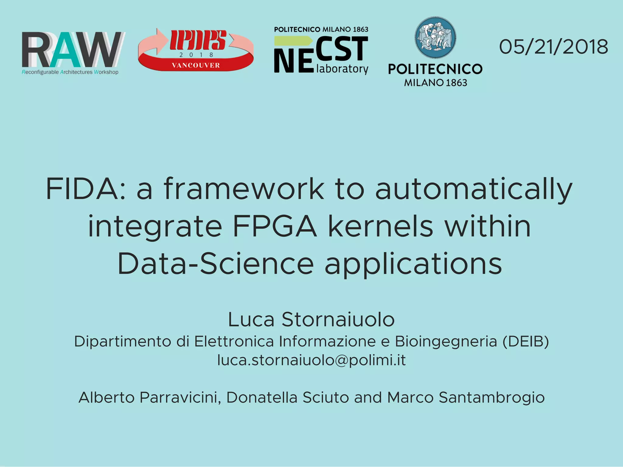 Fida A Framework To Automatically Integrate Fpga Kernels Within Data
