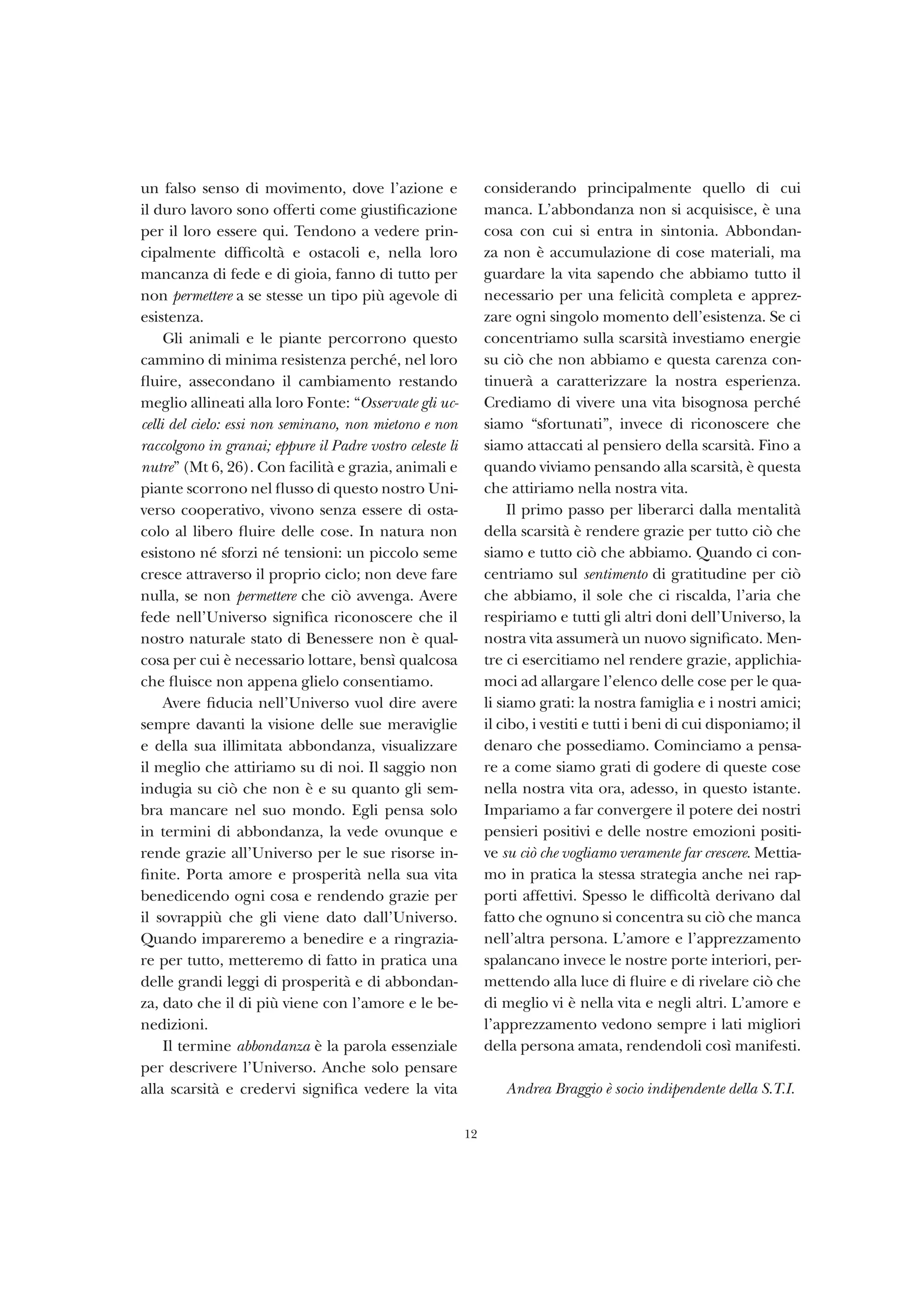 Fidati dell’Universo - articolo di Andrea Braggio | PDF