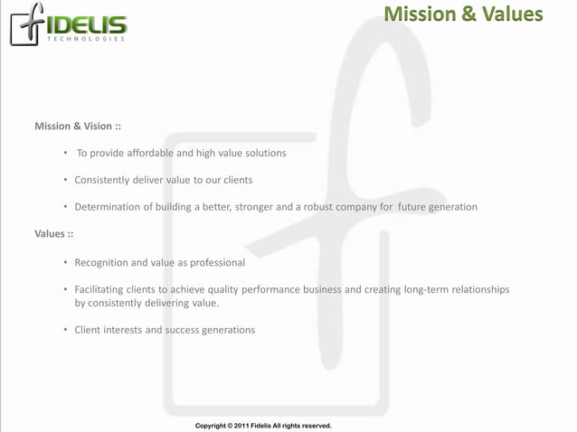 Fidelis Technologies Corporate profile | PPT