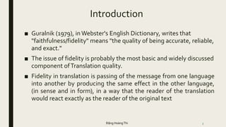 Fidelity in Translation studies | PPTX