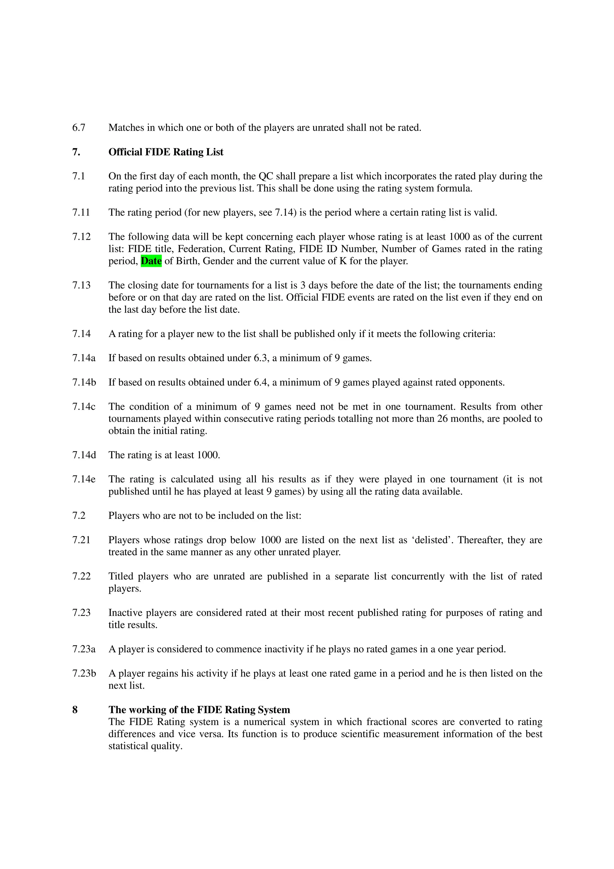 FIDE Rating Regulations | PDF