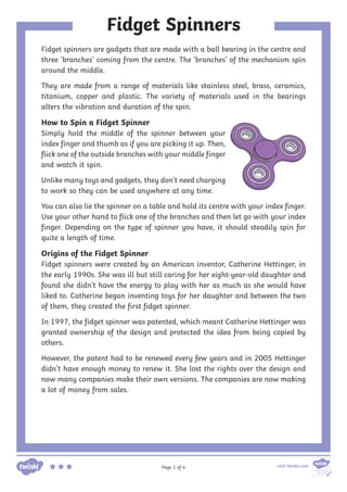 Fidget Spinners Differentiated Reading Comprehension.pdf