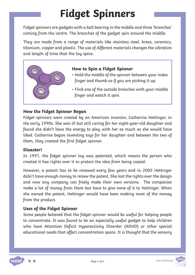 Fidget Spinners Differentiated Reading Comprehension.pdf