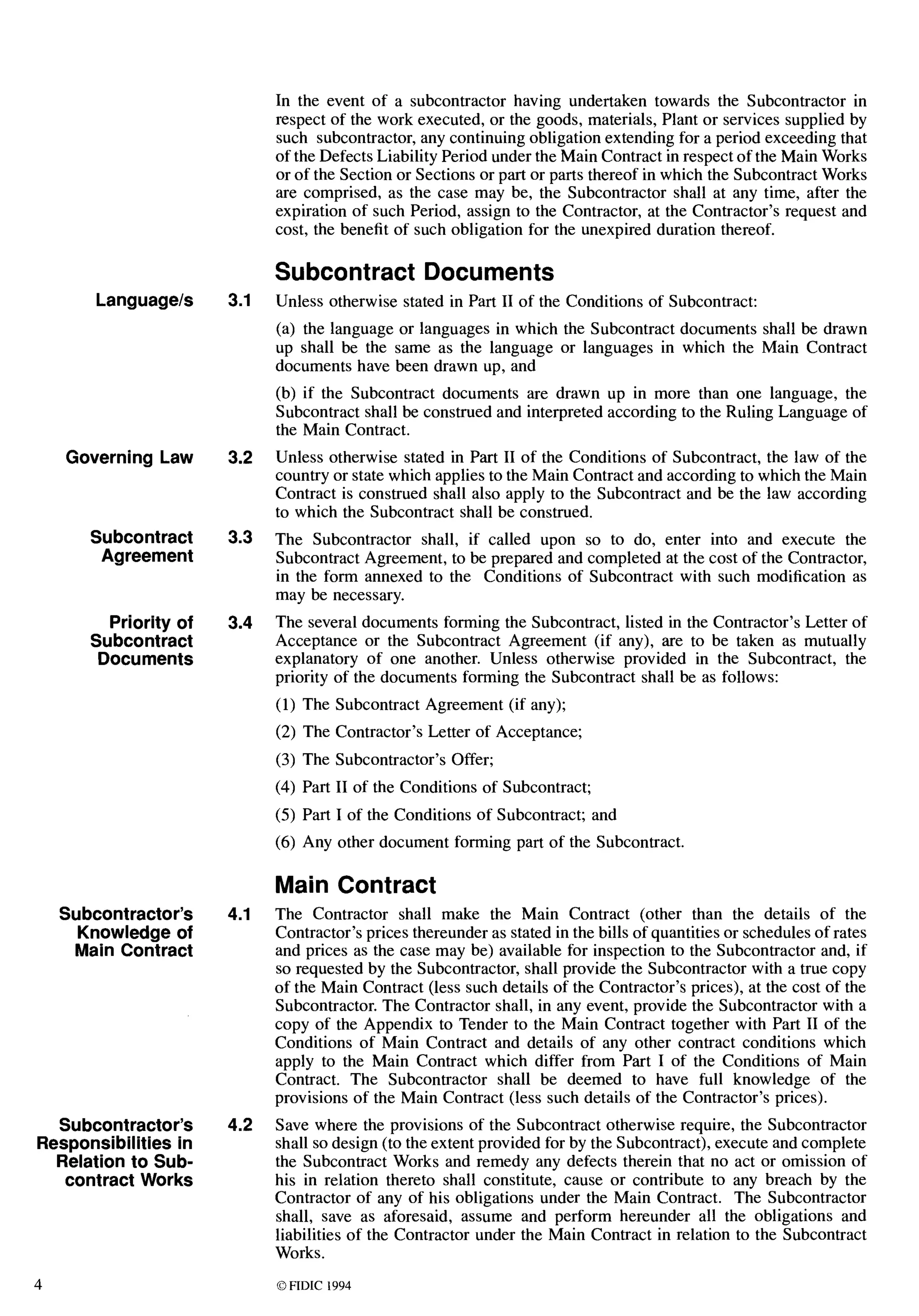 Fidic conditions of subcontract agreement | PDF
